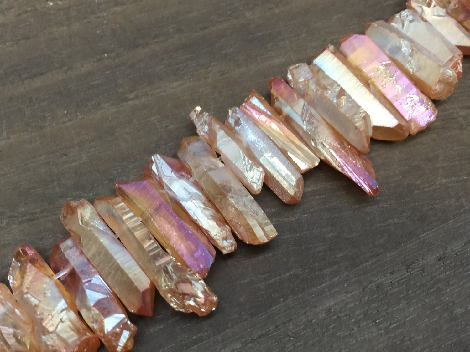Tiny Raw Quartz Point Champagne Quartz Crystal Point Beads - Etsy