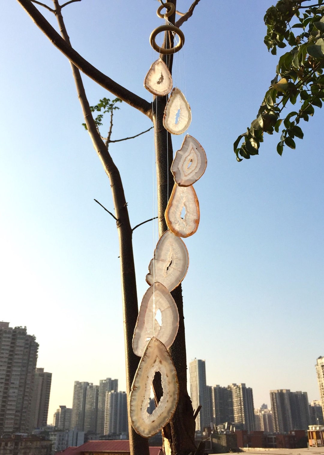 Gray Agate Windchime Agate Slice Wind Chime Multicolor Wind Chimes ...