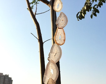 Green Agate Windchime Suncatcher Agate Graduated Slice Wind Chimes ...