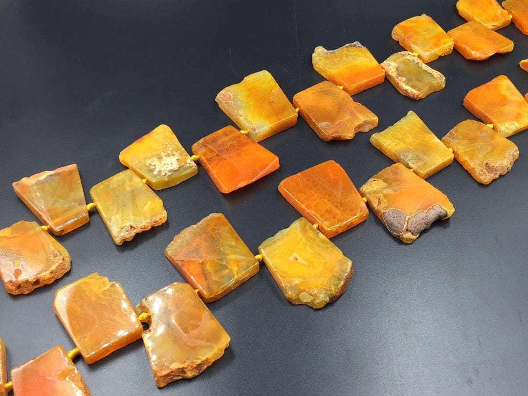 Flat Trapezoid Agate Slice Beads Orange/yellow Agate Pendant - Etsy