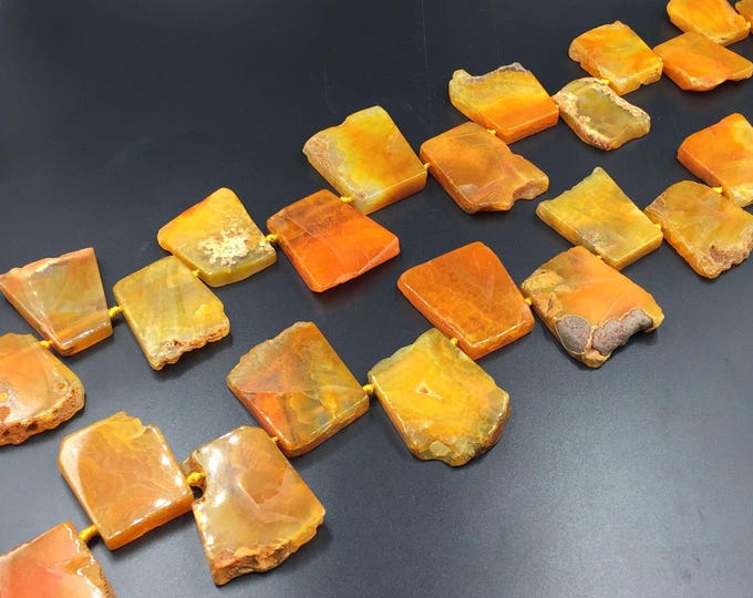 Flat Trapezoid Agate Slice Beads Orange/yellow Agate Pendant Beads Slab ...