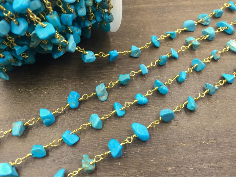 Aqua Turquoise Rosary Chain Wholesale Blue Gemstone Bead Chain - Etsy
