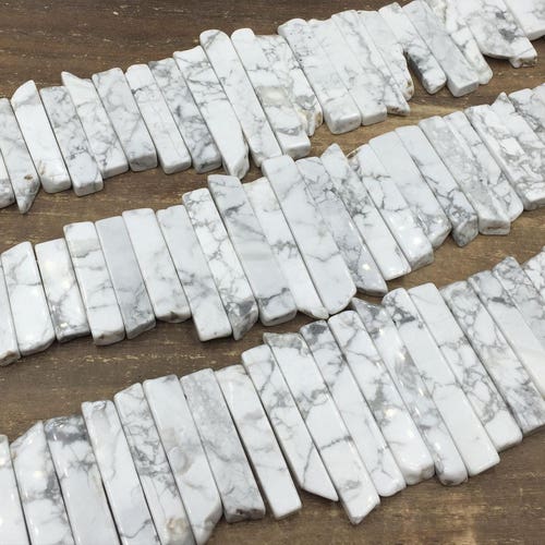 White Howlite Slice Stick Beads Graduated Gemstone Slice Slab - Etsy