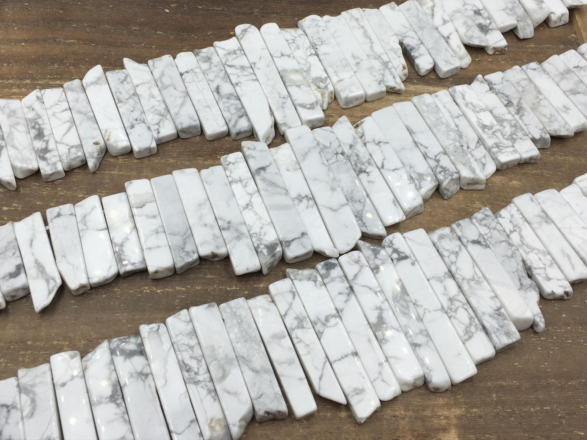 White Howlite Slice Stick Beads Graduated Gemstone Slice Slab Spike ...