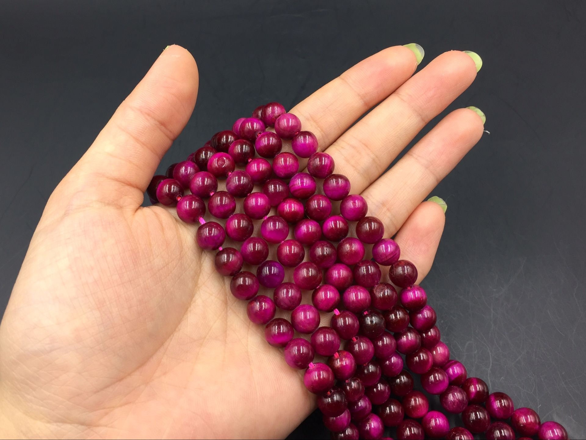 Tiger Eye Beads Fuschia Tiger Stone Beads Round Beads Gemstone | Etsy