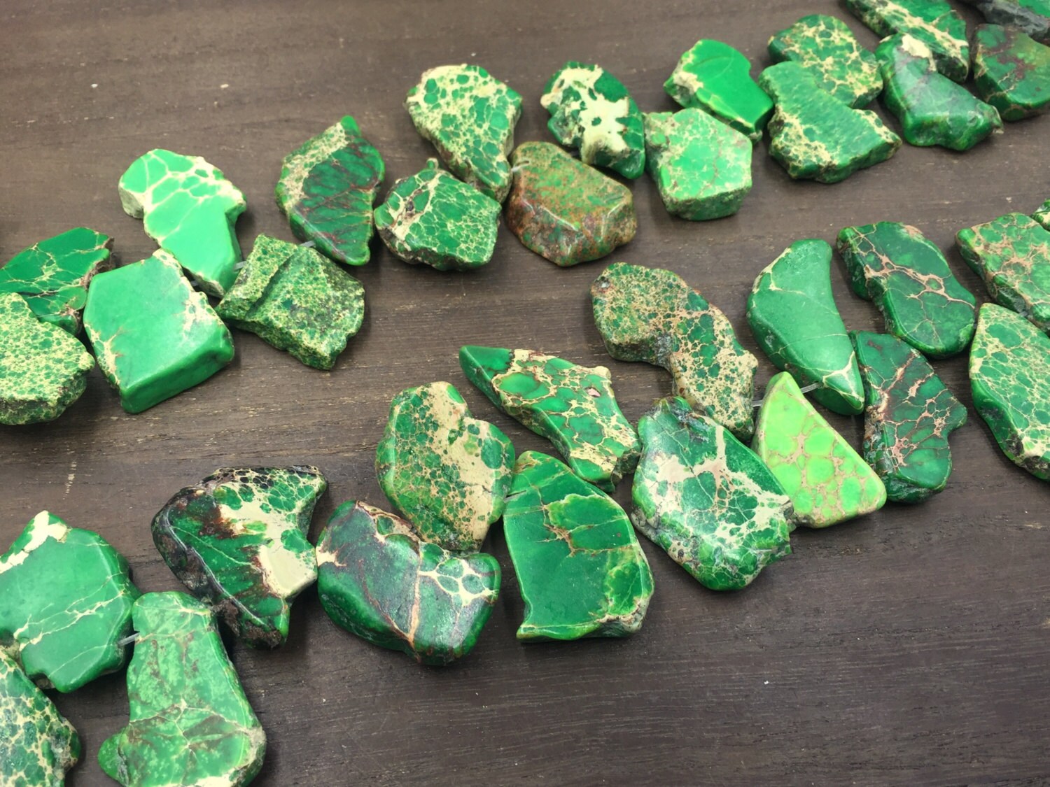 Imperial Sea Sediment Jasper Free Form Green Jasper Slice Beads Slab ...