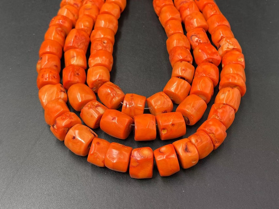 Large Orange Coral Beads Bamboo Coral Beads Coral Neclace Beads Loose ...