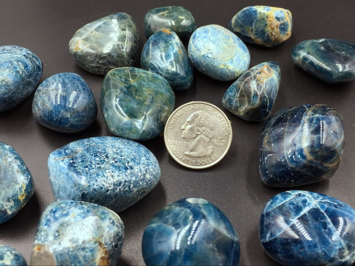 Tumbled Apatite Stone Natural Blue Gemstone Crystal Apatite Tumbled ...