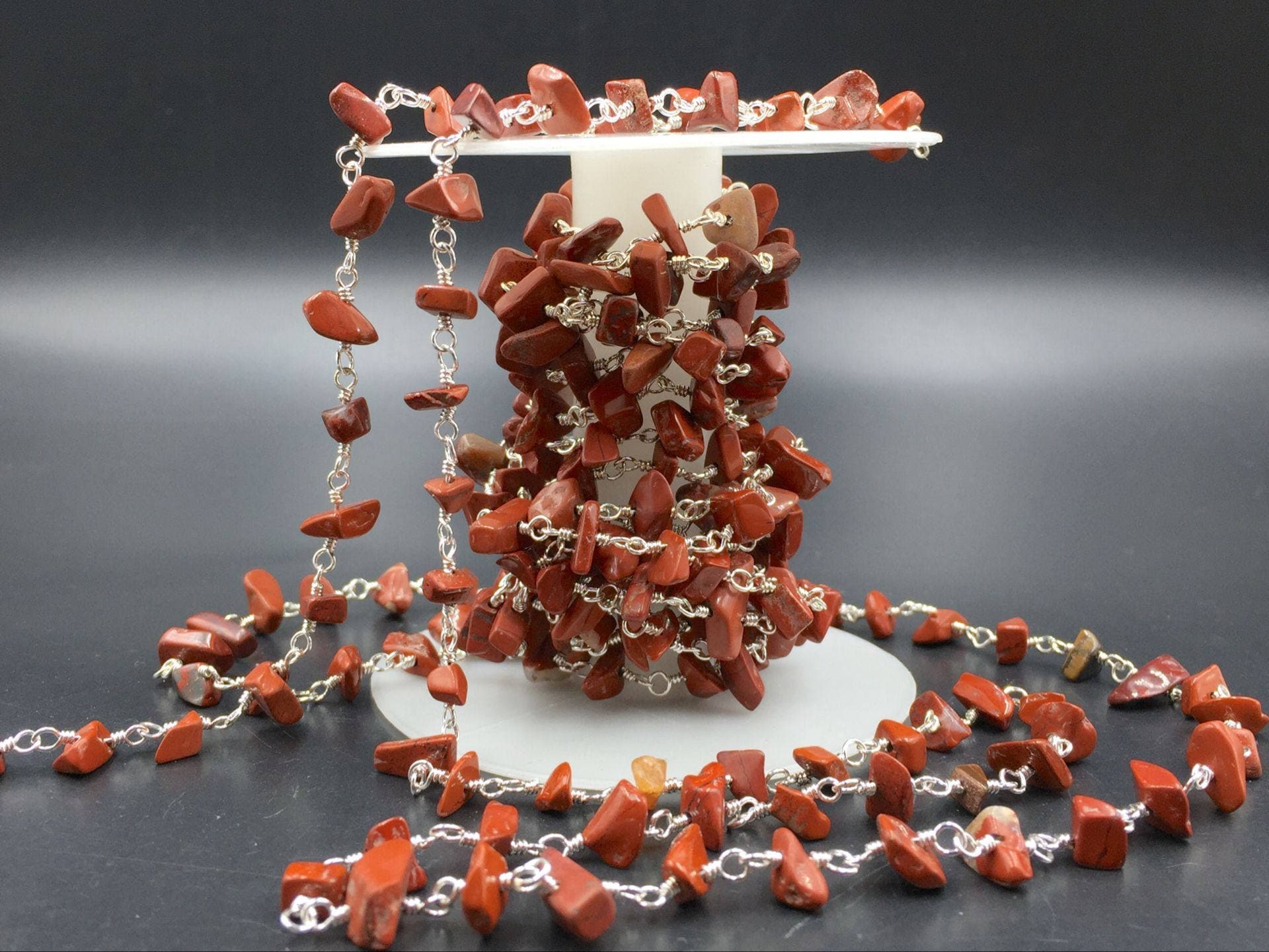 Red Jasper Bead Chain Rosary Chain Wholesale Gemstone Chips | Etsy