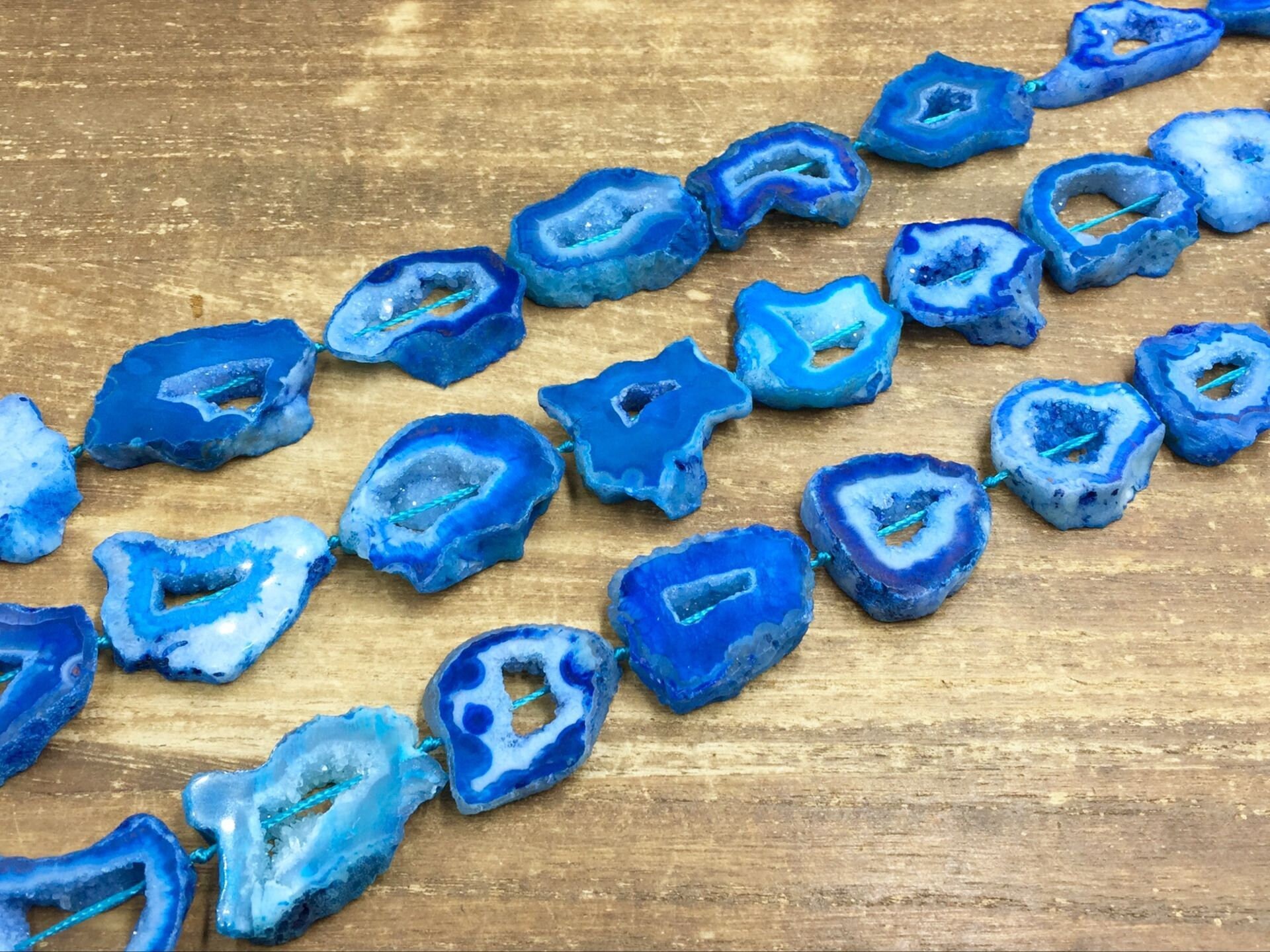Blue Agate Geode Slices Beads Drusy Agate Druzy Slice Slab Connector ...