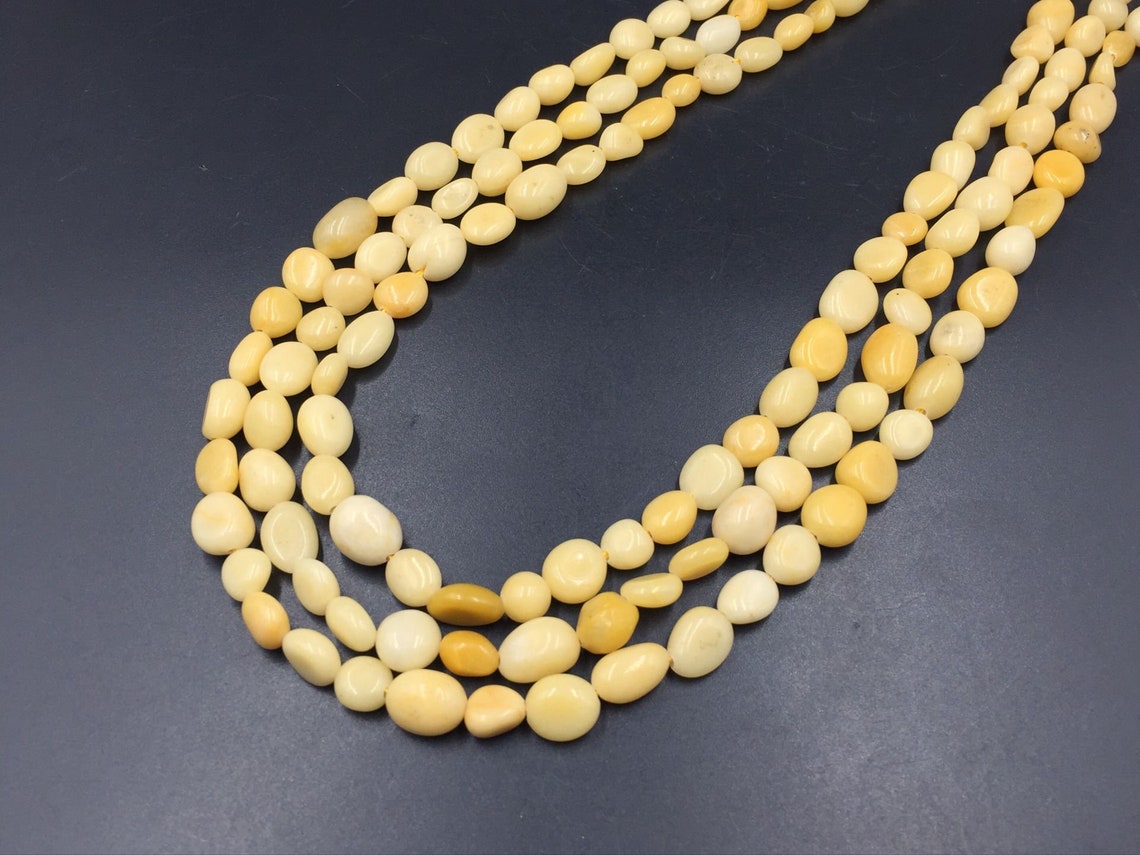 Yellow Jade Pebble Beads Polished Yellow Jade Nugget Beads - Etsy