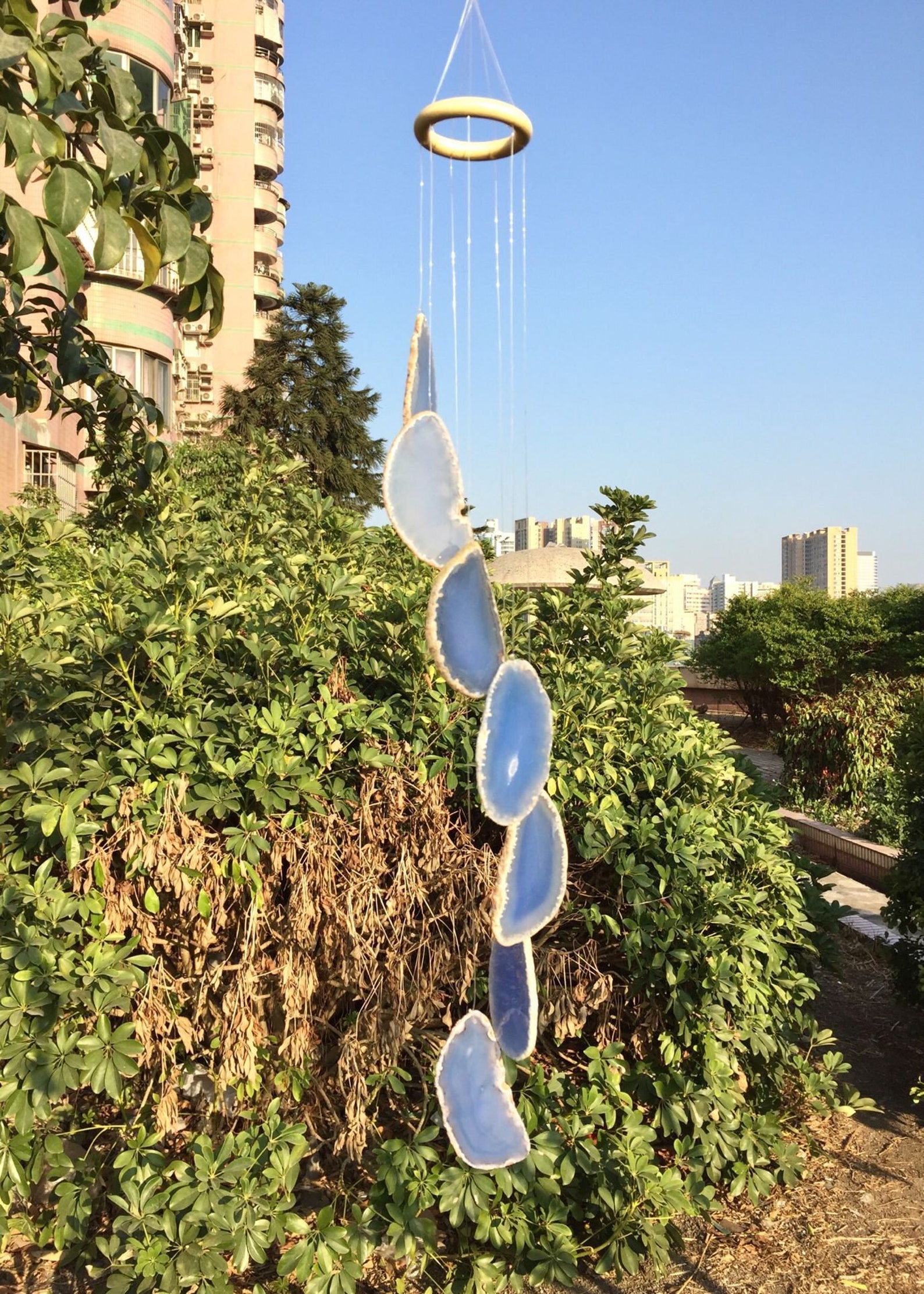 Blue Agate Windchime Agate Slice Wind Chime Gemstone Stone - Etsy Denmark