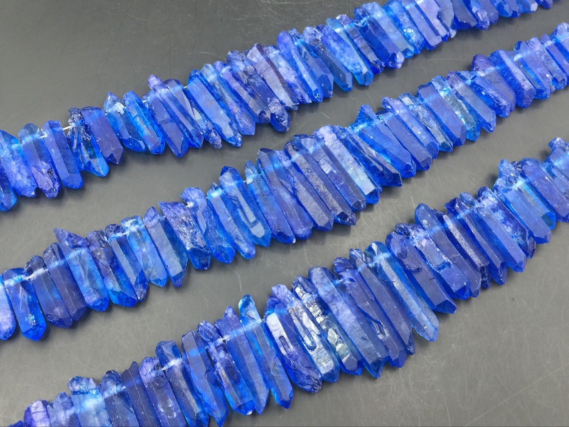 Raw Dark Blue Crystal Points Matte Blue Quartz Points - Etsy