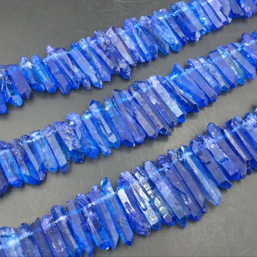 Raw Dark Blue Crystal Points Matte Blue Quartz Points - Etsy