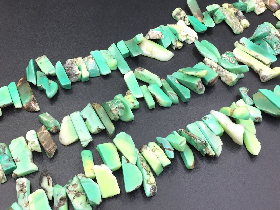 Freeform Green Gemstone Stick Beads Polished Green Stone Slice Slab ...