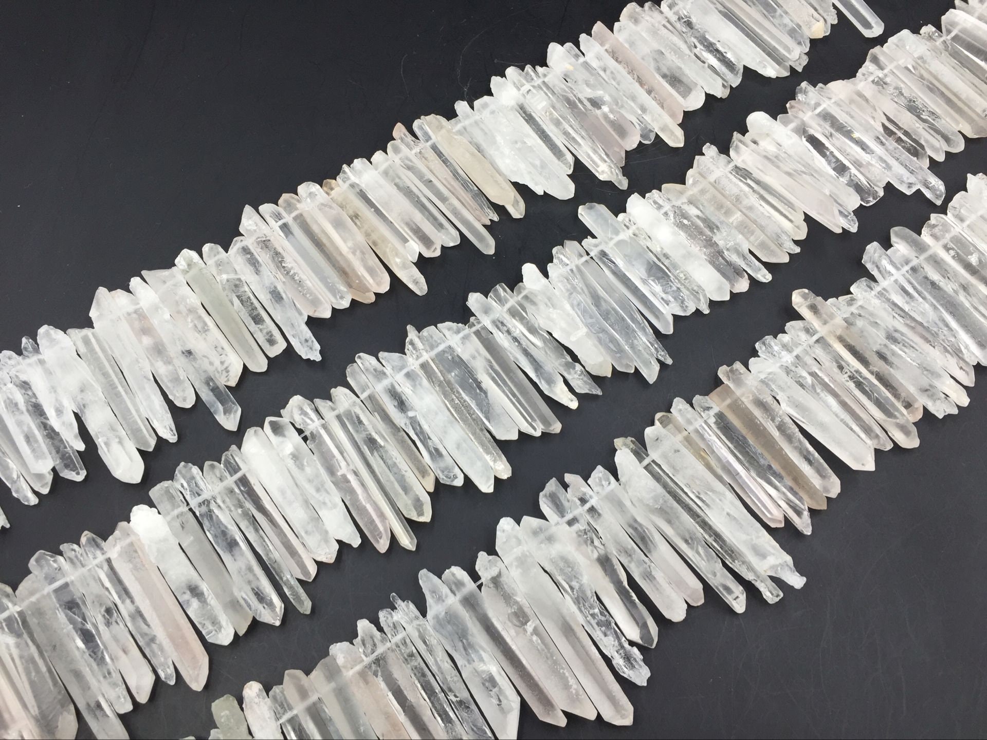 Slender Matte Quartz Crystal Long Point Beads Raw Rough Quartz | Etsy