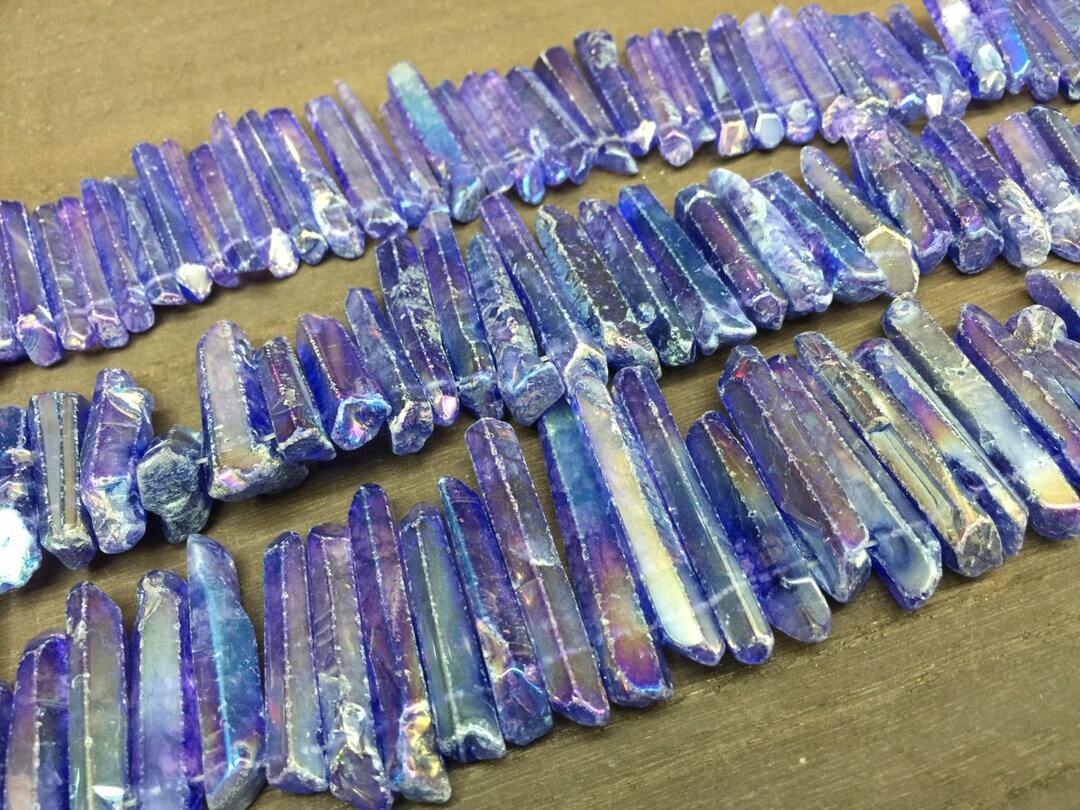 Blue Rainbow Quartz Points Polished Raw Crystal Gemstone Point Beads ...