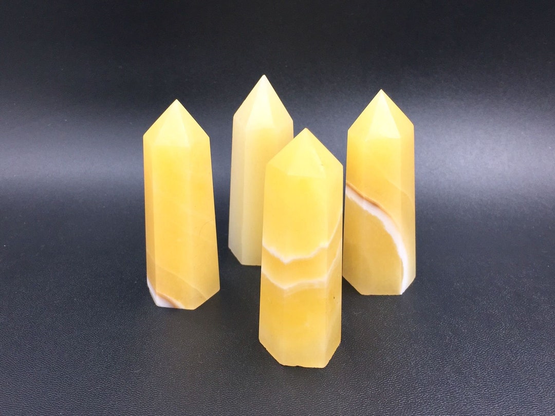 2.75" Yellow Jade Tower Jade Point Yellow Jade Stone Crystal Tower Wand ...