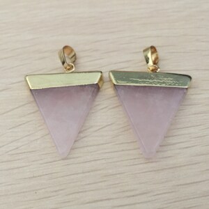 Rose Quartz Triangle Pendant Pink Quartz Crystal Pendant Triangle ...