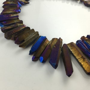 Quartz Point Blue Quartz Gold Crystal Stone Points Matte Dagger Beads ...