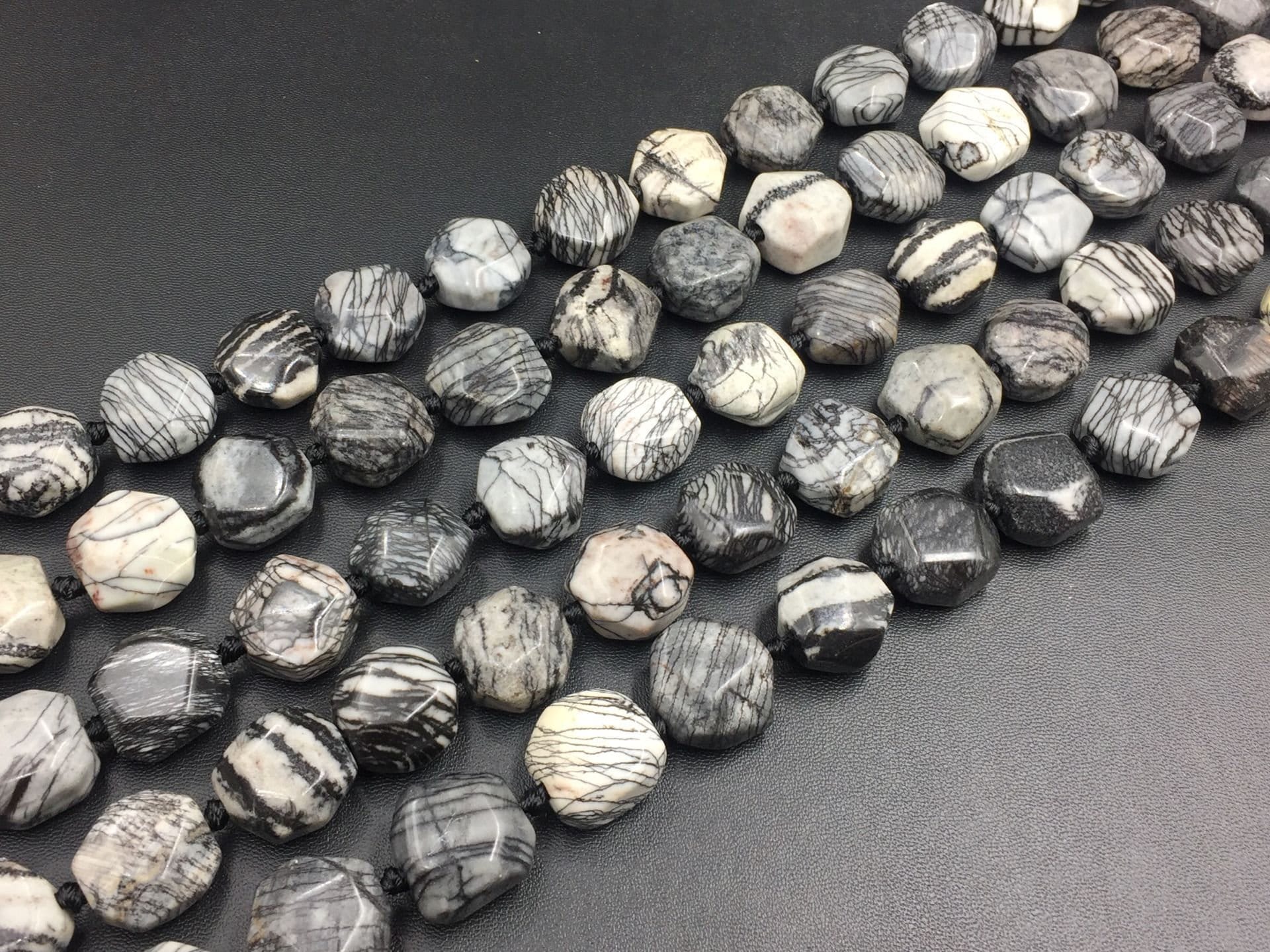 Faceted Net Jasper Cushion Beads Striped Black Net Jasper | Etsy