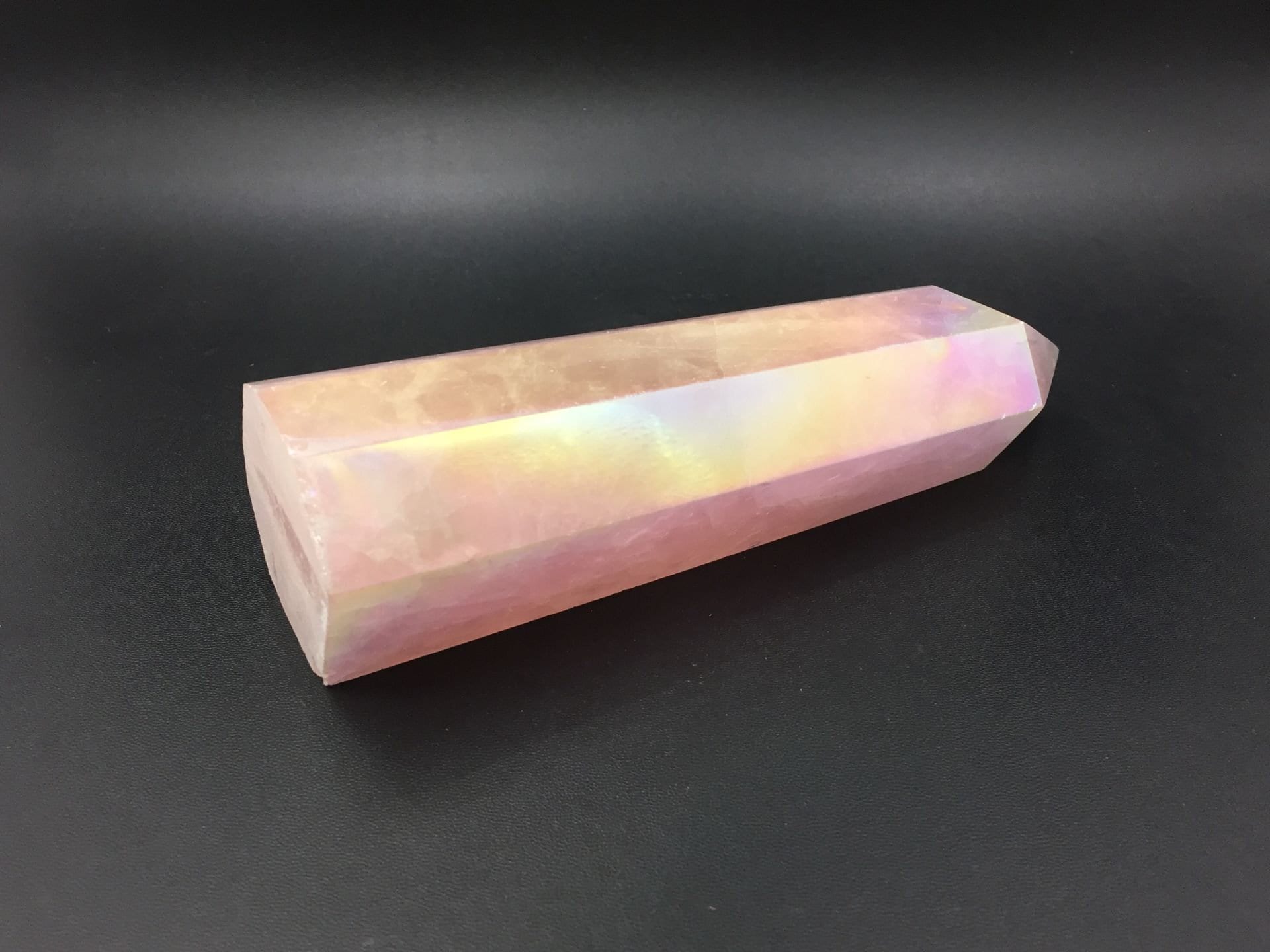 6.5" Large Rose Quartz Tower Rainbow Angel Aura Rose Quartz Crystal ...