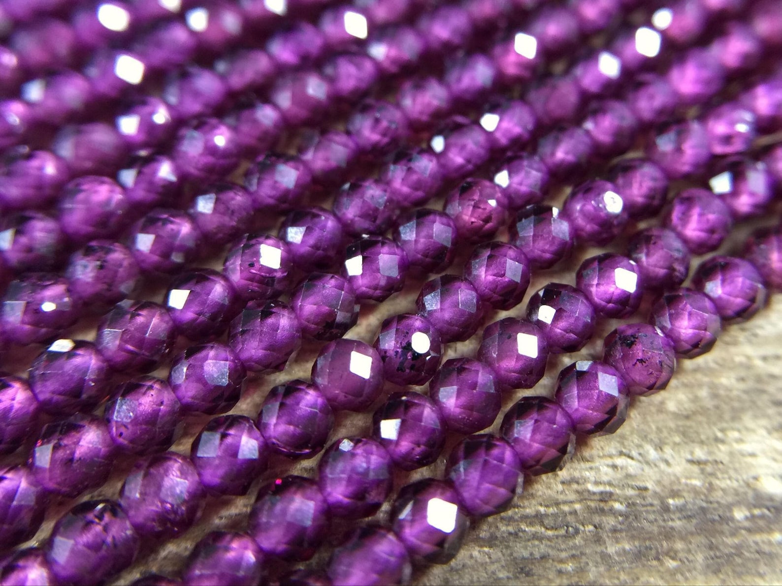 3mm Purple Garnet Beads Micro Faceted Round Garnet Beads Natural Tiny ...