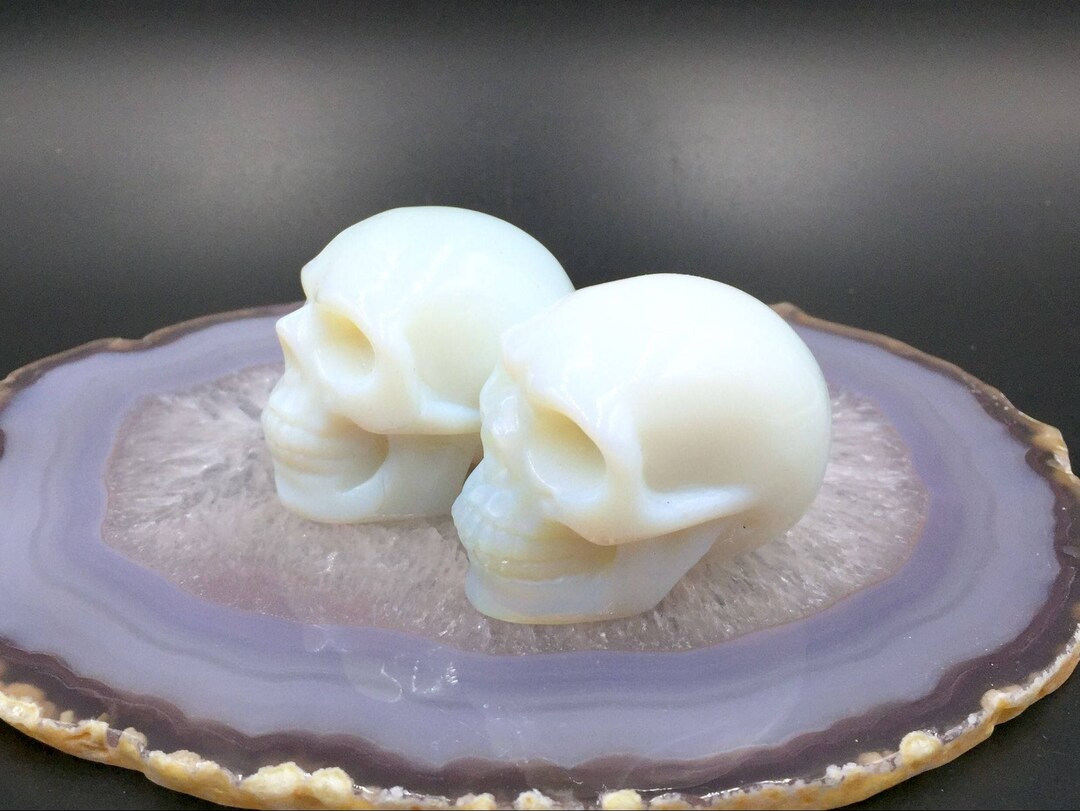 Natural Gemstone Opalite Skull Realistic Carving Crystal Skull Gemstone ...