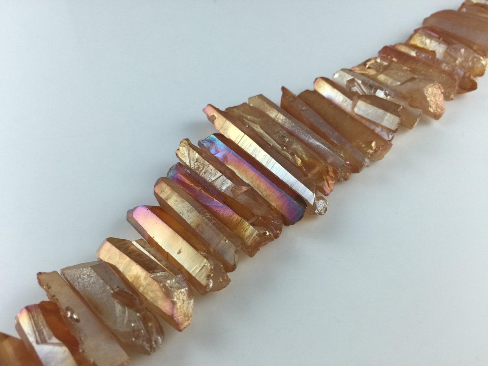 Orange Quartz Point Crystal Quartz Beads Points Coated Quartz | Etsy