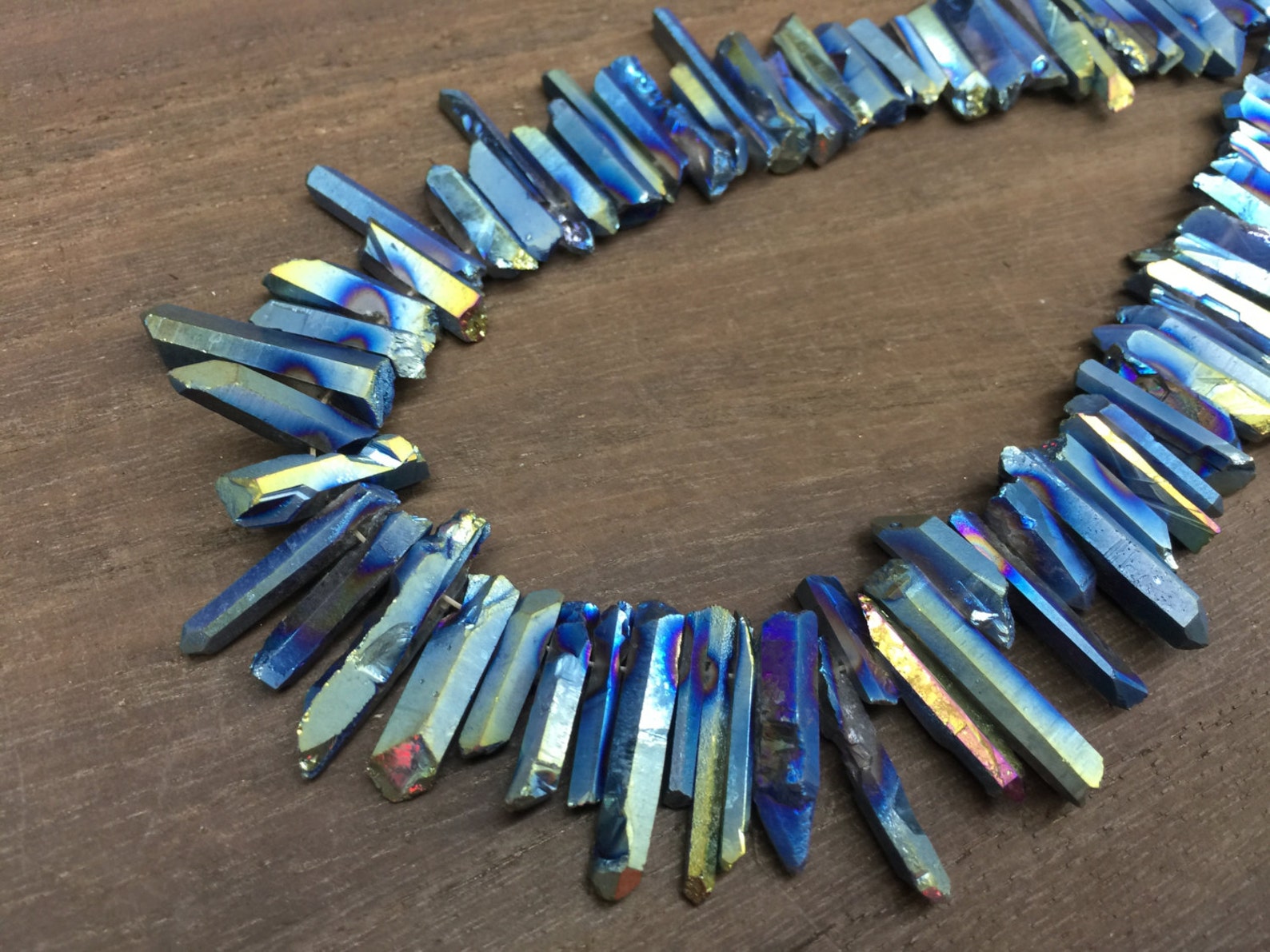 Titanium Quartz Point Beads Matte Quartz Pendant Beads Raw Crystal ...