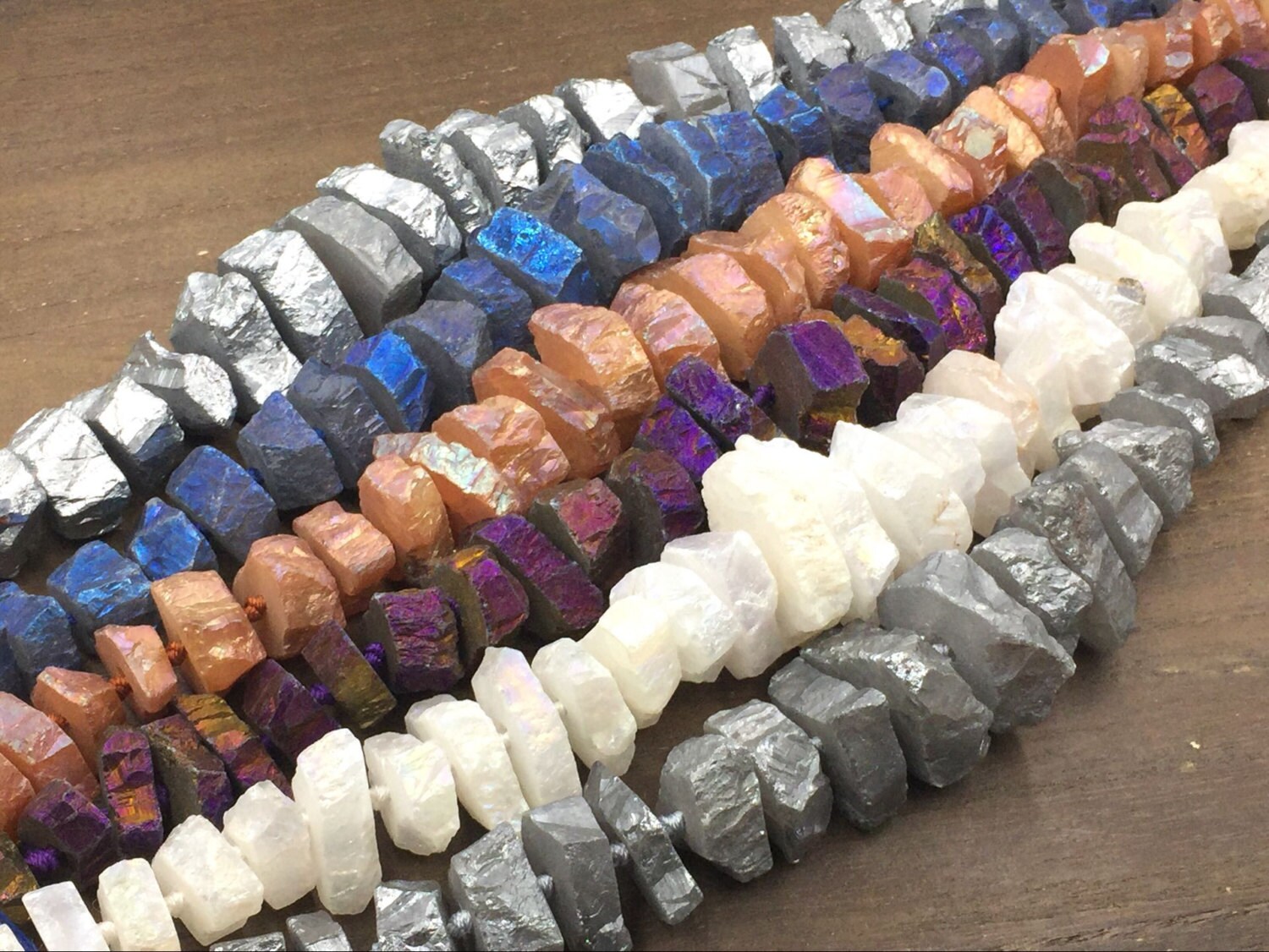 Aura Quartz Nuggets Rough Cut Quartz Slice Nugget Beads Titanium Quartz ...