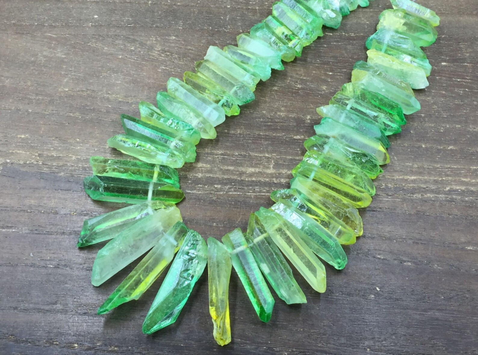 Green&Yellow Aura Quartz Points Raw Yellow Green Crystal Point | Etsy