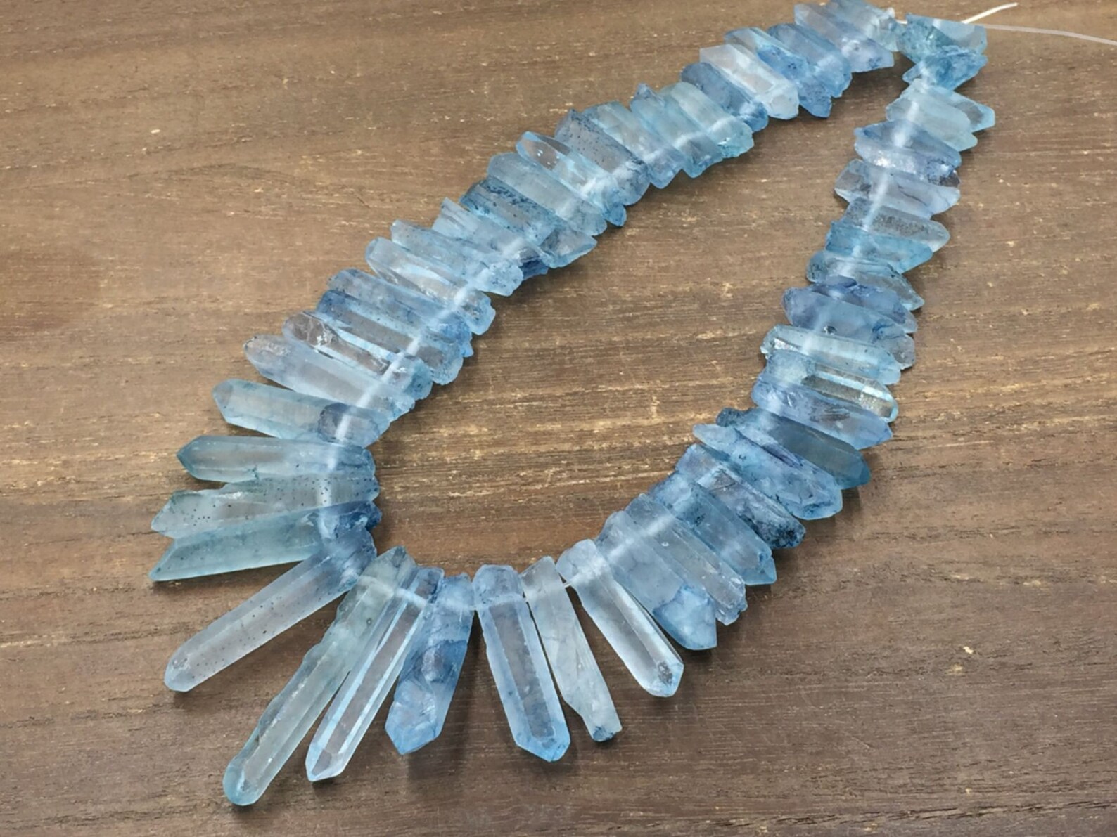 Frosted Raw Blue Crystal Points Pale Blue Quartz Points Graduated ...