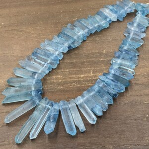 Frosted Raw Blue Crystal Points Pale Blue Quartz Points Graduated ...
