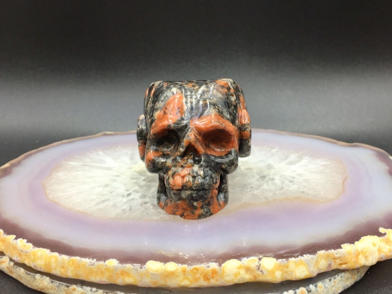 Red Snowflake Obsidian Demon Skull Realistic Skull With Horns | Etsy