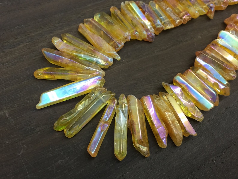 Polished Orange Quartz Point Beads Crystal Points Spike Beads Graduated ...