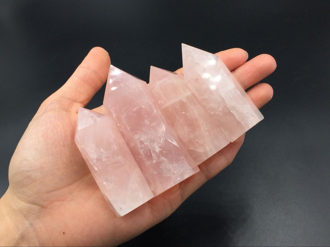 Rose Quartz Crystal Tower Point Pink Crystal Obelisk Standing Point ...