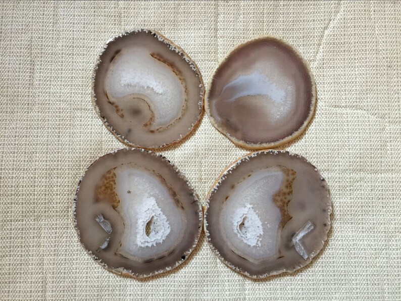 Raw Agate Coasters set of 4pieces Gray Agate Quartz Geode | Etsy