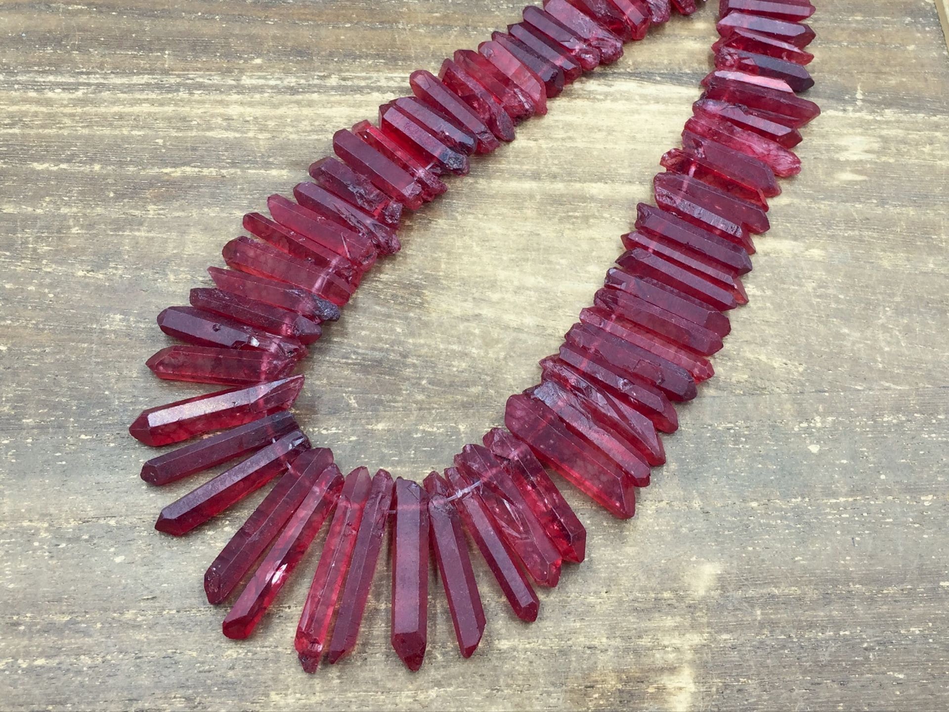 Frosted Red Quartz Crystal Spike Beads Crystal Points Raw Quartz Long ...