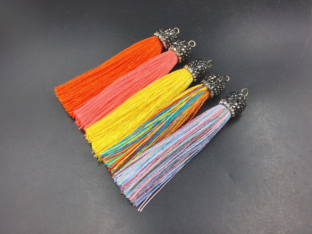 3" Long Silk Tassel Pendants Silk Tassels Yellow Orange Mix Color ...