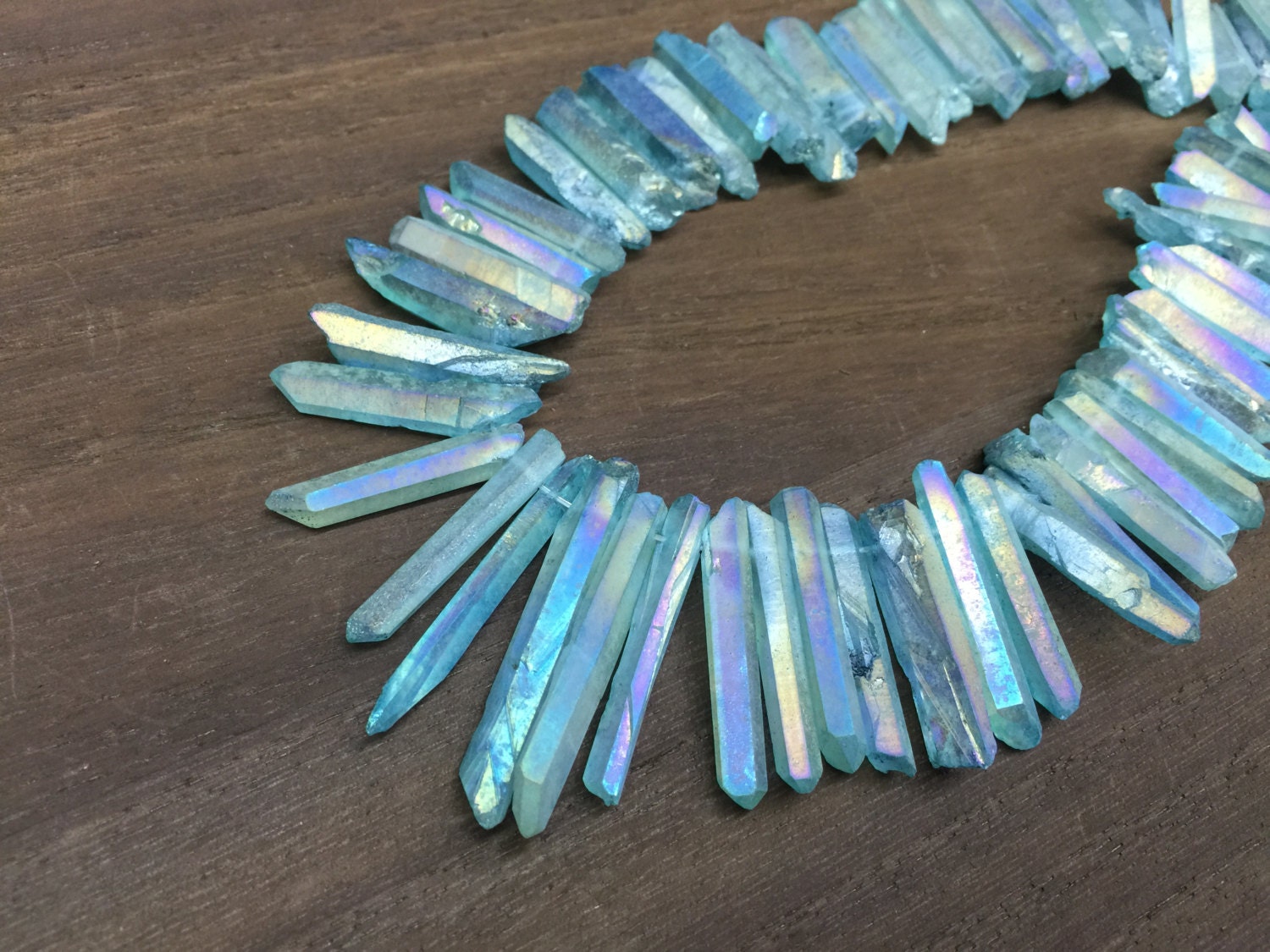 AB Crystal Points Matte Blue Quartz Points Graduated Titanium - Etsy