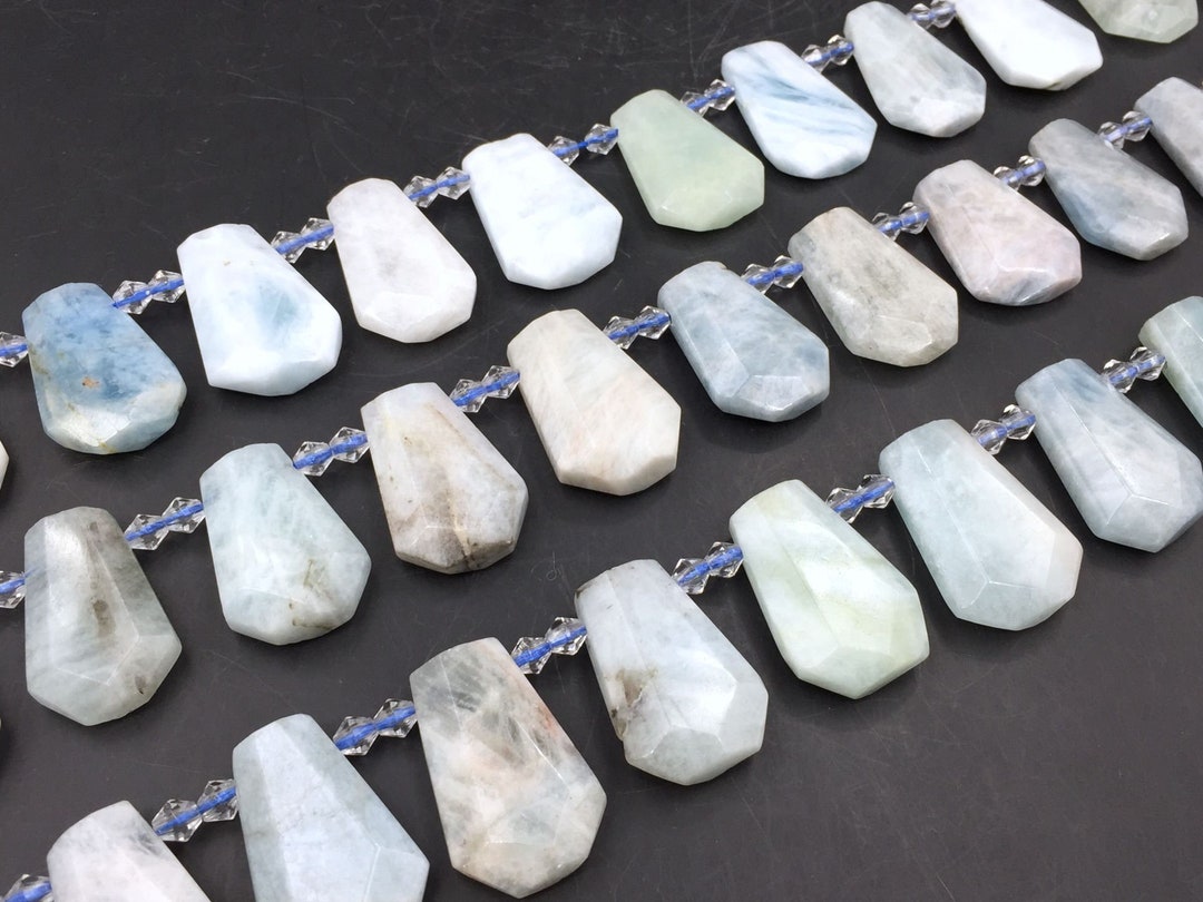 Faceted Aquamarine Slice Beads Raw Aquamarine Beads Slab Beads ...