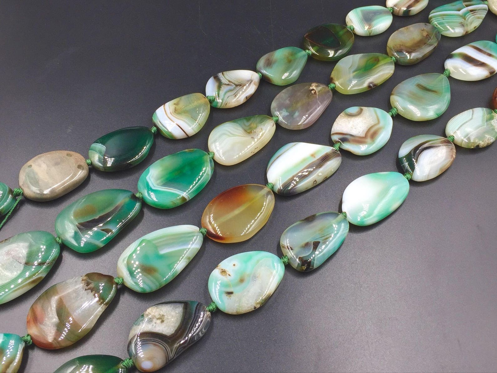 Agate rubané vert tranche perles en Agate verte poli dalle - Etsy France