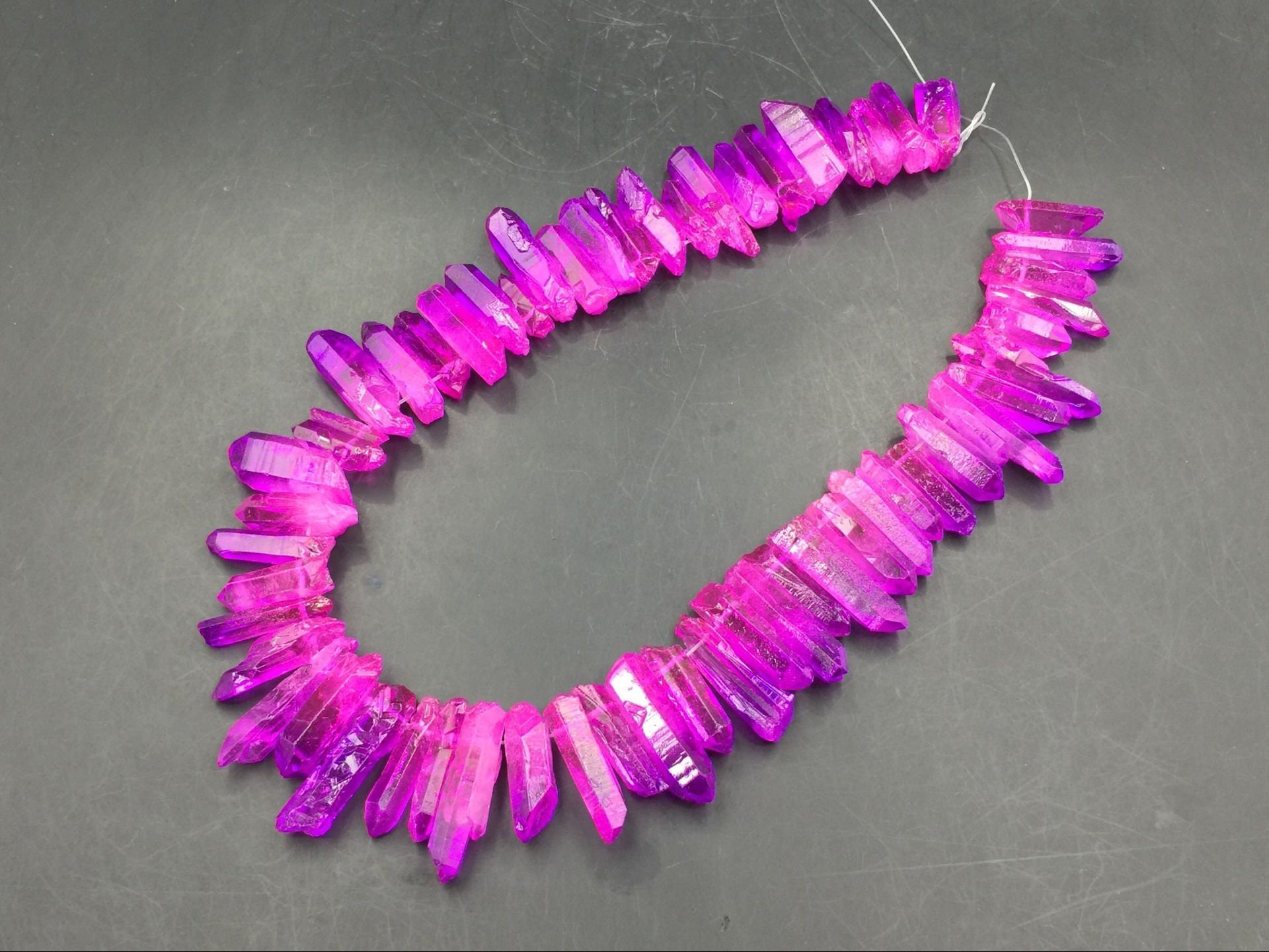 Pink&Purple Quartz Points Raw Gradient Crystal Point Beads | Etsy
