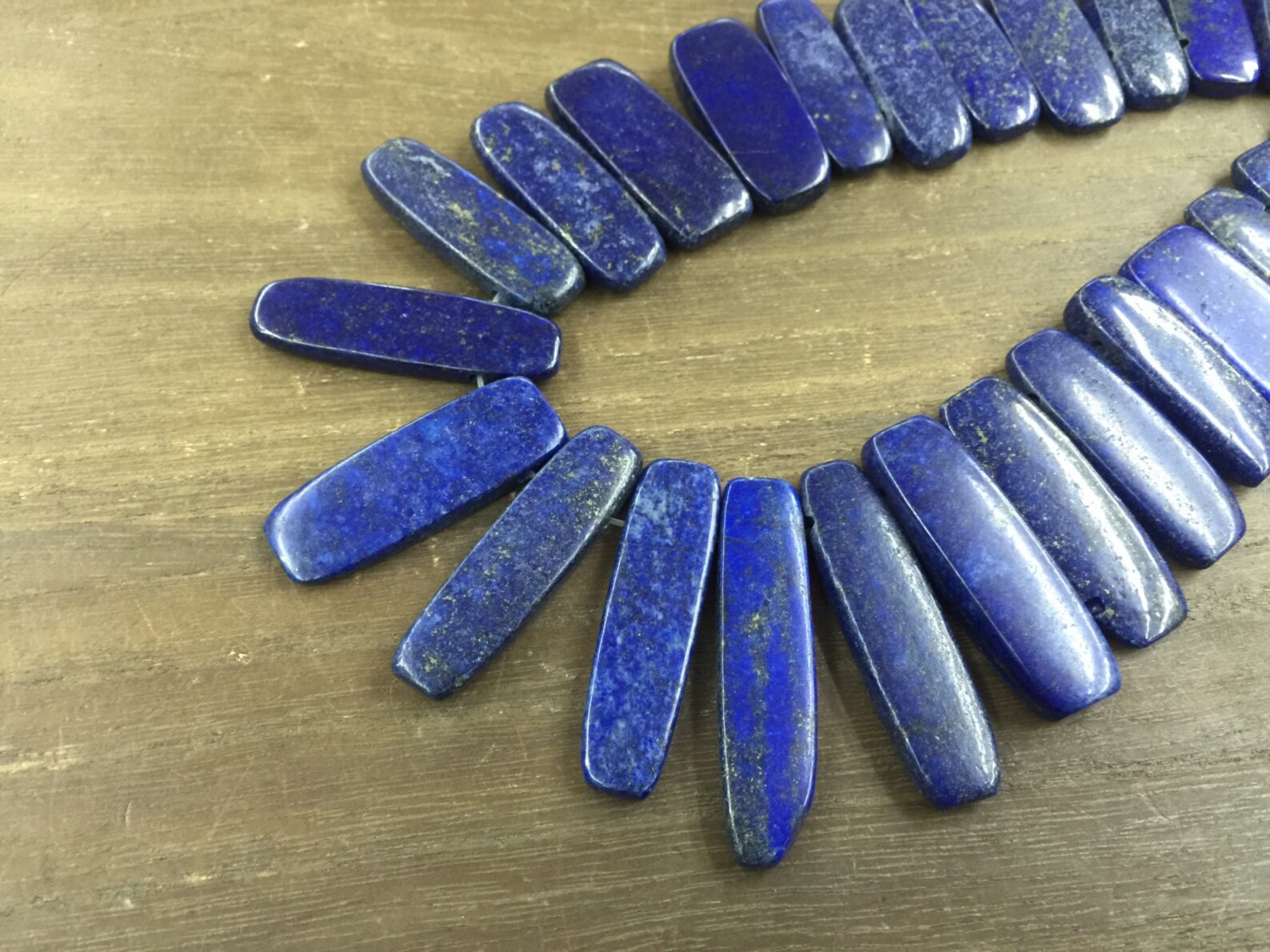 Lapis Slice Bar Beads Graduated Lapis Point Beads Natural Lapis Lazuli ...