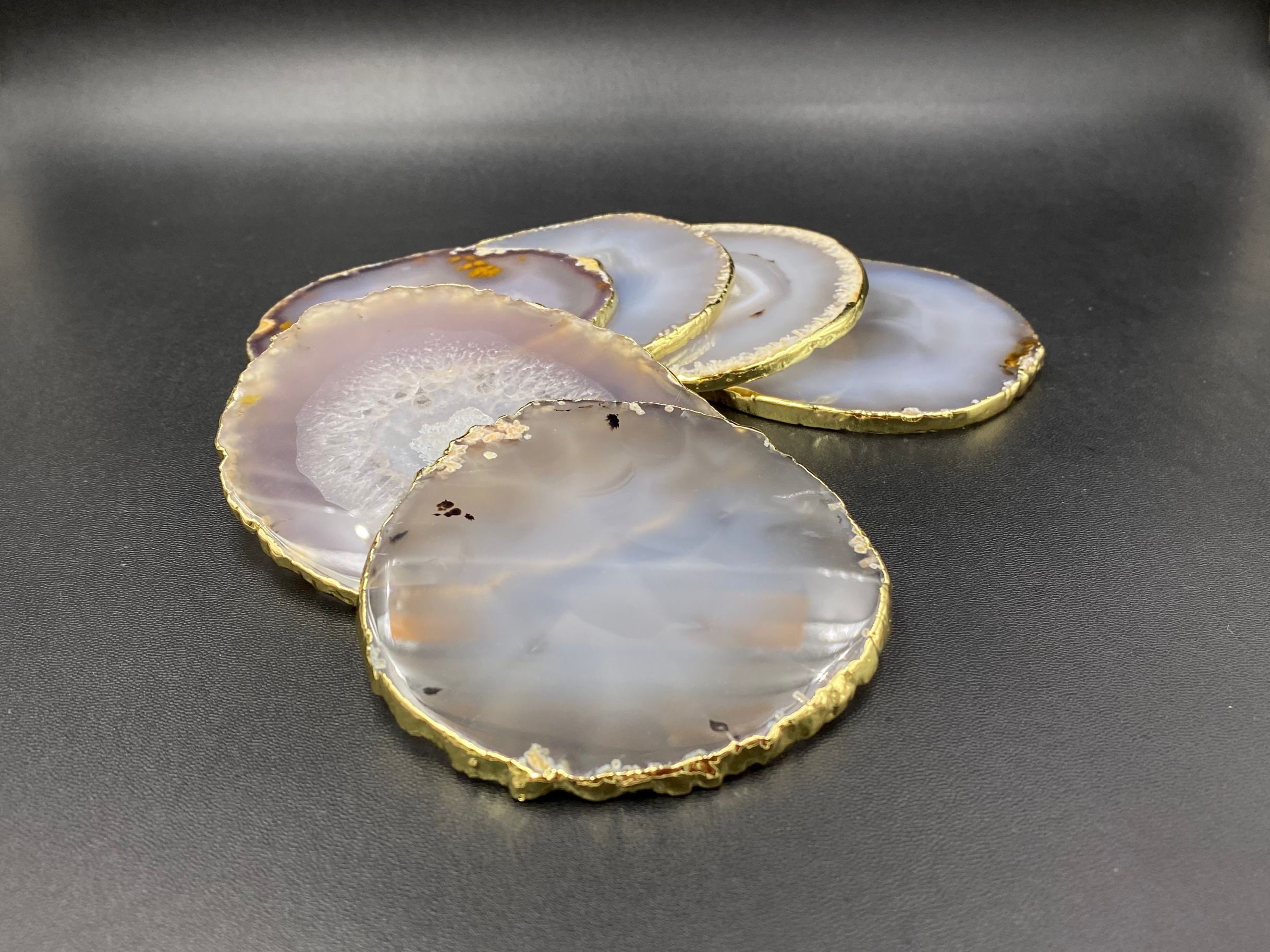 Gold Agate Coasters Large Agate Slices Natural Gray Agate - Etsy