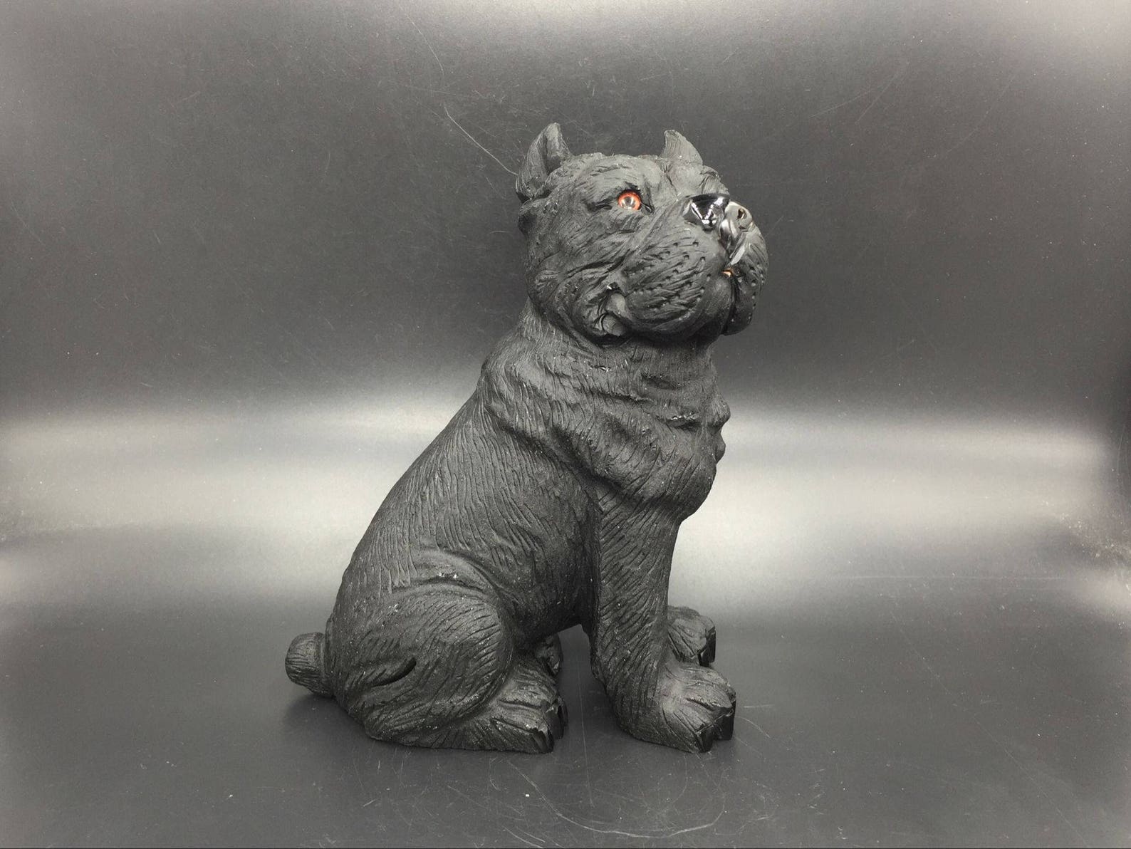 Cane Corso Dog Figurine Realistic Black Obsidian Dog Sculpture Crystal ...