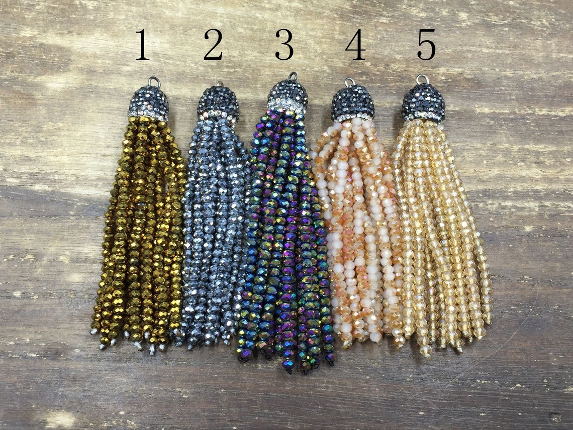 Wholesale Crystal Tassel Pendant Pave Tassel Pendant Glass Beads Tassel ...