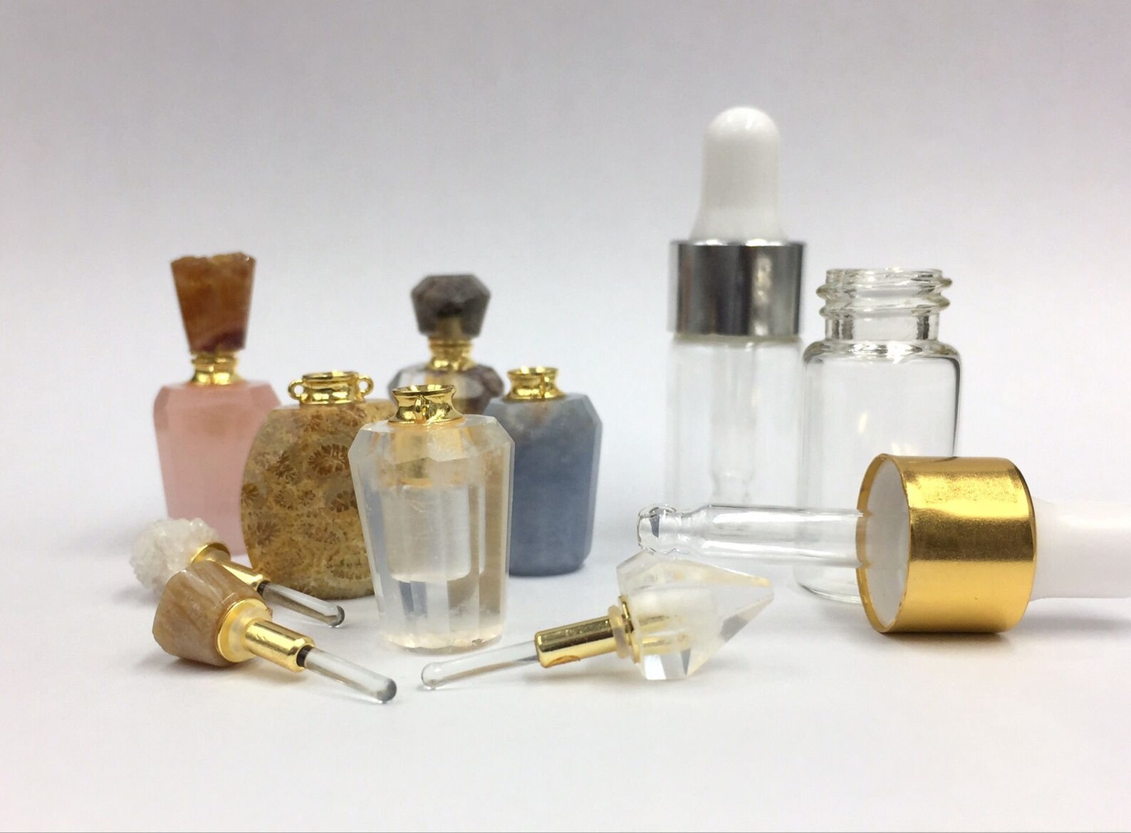 Faceted Agate Perfume Bottle Essential Oil Diffuser Bottle Gemstone ...