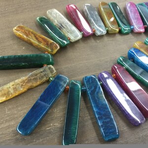 Multi-color Agate Slab Beads Dyed Agate Point Beads Agate Stick Slice ...